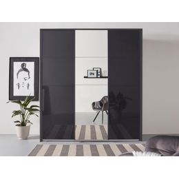 Kleiderschrank OTTO HOME "Mehrzweckschrank Aktenschrank M&ouml;bel Mietswohnung Schlafzimmer OTELI", grau (graumetallic, hochglanz effektgrau), B:211cm H:233cm T:68cm, Holzwerkstoff, Schr&auml;nke, Kleiderschrank, inkl. Passepartout optional mit Beleuchtung MADE IN GERMANY