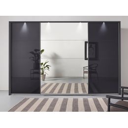 Kleiderschrank OTTO HOME "Mehrzweckschrank Aktenschrank M&ouml;bel Mietswohnung Schlafzimmer OTELI", grau (graumetallic, hochglanz effektgrau), B:323cm H:233cm T:68cm, Holzwerkstoff, Schr&auml;nke, Kleiderschrank, inkl. Passepartout optional mit Beleuchtung MADE IN GERMANY
