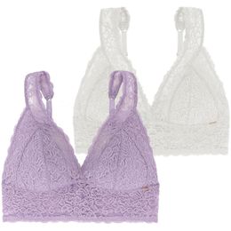 Bralette Dorina "Lana", Damen, Gr. S, N-Gr, lila (lila, ivory), Spitze, Obermaterial: 69% Polyamid, 23% Polyester, 8% Elasthan, unifarben, BHs Bralette, ohne B&uuml;gel, florale Spitze, breites Unterbrustband