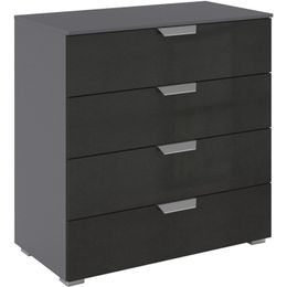 Schubkastenkommode OTTO HOME "Kommode Sideboard Schubladenkommode Schlafzimmerkommode ORIAS", schwarz (graumetallic, hochglanz effektgrau), B:80cm H:81cm T:42cm, Holzwerkstoff, Sideboards, vier gro&szlig;e und ger&auml;umige Schubladen mit viel Stauraum MADE IN GERMANY