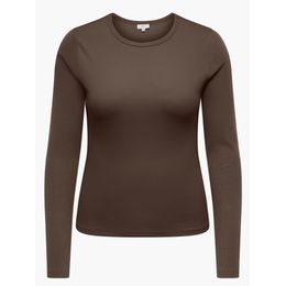 Langarmshirt Only CARMAKOMA "CARVAL L/S O-NECK TOP JRS NOOS", Damen, Gr. L, braun (bracken), Jersey, Obermaterial: 95% Baumwolle, 5% Elasthan, unifarben, regular fit normal, Rundhals, Shirts Langarmshirt, Baumwollmischung, regular fit