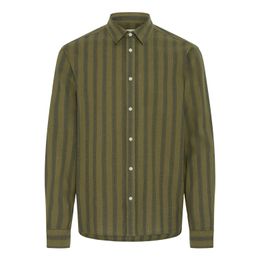 Langarmhemd Blend "BHDARIS SLUB STRIPE", Herren, Gr. M, N-Gr, winter moss, Web, Obermaterial: 100% Baumwolle, regular fit, Hemden, aus Baumwolle, Regular Fit, mit Knopfleiste, pflegeleicht