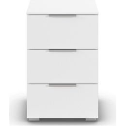 Nachtkommode OTTO HOME "Nachttisch Nachtschrank Schubladen Sideboard Schubladenkommode ASTANA", wei&szlig; (alpinwei&szlig;), B:40cm H:61cm T:42cm, Holzwerkstoff, Sideboards, mit 3 ger&auml;umigen Schubladen, Kantengriff in Alufarben MADE IN GERMANY