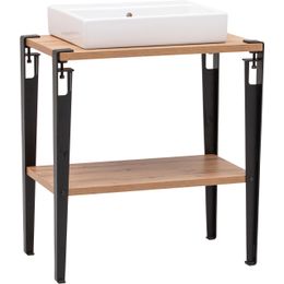 Waschtisch Welltime "Tonder, Waschtisch, Made in Germany, B: 70 cm", schwarz (eiche landhaus), B:71cm H:86,1cm T:45cm, Waschtische, Waschtisch, Solide Verarbeitung - Dieses Produkt ist in Deutschland gefertigt