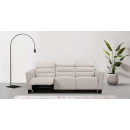 3-Sitzer OTTO HOME "Carpari, 224cm, manuelle od. elektrische Relaxfunktion in 2 Sitzen", beige (creme), B:224cm H:97cm T:100cm, Sofas, mit USB-A/C, Kopfteilverstellung, Echtleder, Kunstleder, Webstoff