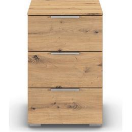 Nachtkommode OTTO HOME "Nachttisch Nachtschrank Schubladen Sideboard Schubladenkommode ASTANA", braun (eiche artisan), B:40cm H:61cm T:42cm, Holzwerkstoff, Sideboards, mit 3 ger&auml;umigen Schubladen, Kantengriff in Alufarben MADE IN GERMANY