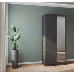 Kleiderschrank OTTO HOME "Mehrzweckschrank Aktenschrank M&ouml;bel Mietswohnung Schlafzimmer MODI", grau (graumetallic), B:91cm H:210cm T:54cm, Holzwerkstoff, Schr&auml;nke, Kleiderschrank, in angesagten Farbkombinationen, optional mit Spiegel MADE IN GERMANY
