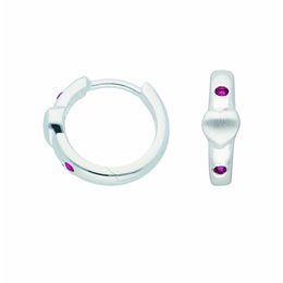 Adelia&acute;s Paar Creolen ADELIA&acute;S "13,8 mm ⌀ Creolen Ohrringe 925 Silber mit Rubin", rosa (silber), Ohrringe, Damen, Damen, Silber 925 (Sterlingsilber), Silberohrringe
