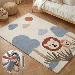 Kinderteppich Hanse Home "Lionel", beige (creme multifarben), B:140cm H:10mm L:200cm, Baumwolle, Teppiche, Kinderteppich, Waschbar, Handgemacht, Baumwolle, Rutschfest Spielteppich Kinderzimmer