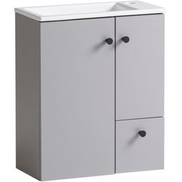 Waschtisch Welltime "Lugo, Waschtisch, melaminharzbeschichtet, Made in Germany, B: 50 cm", grau (platingrau, platingrau), B:50cm H:60cm T:25cm, Waschtische, Waschtisch, Solide Verarbeitung - Dieses Produkt ist in Deutschland gefertigt