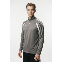 Trainingsshirt Hummel "HMLCORE 2.0 HALF ZIP", Gr. L (52), grau (steel gray, wei&szlig;), Obermaterial: 100% Polyester, normal normal, Shirts, normale Passform, mit Rei&szlig;verschluss, f&uuml;r Fitnessaktivit&auml;ten