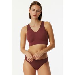 Bustier Schiesser "Invisible Soft Lace", Damen, Gr. 40, N-Gr, 516, burgund, Single Jersey, Obermaterial: 75% Polyamid, 25% Elasthan, BHs Bustier, herausnehmbare Pads, Spitzeneinsatz, V-Ausschnitt