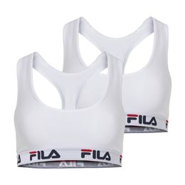 Bustier Fila "WOMAN BUSTIER", Damen, Gr. XS, N-Gr, wei&szlig;, Obermaterial: 95% Baumwolle, 5% Elasthan, unifarben, BHs Bustier, ohne Polsterung und ohne B&uuml;gel, Racerbackr&uuml;cken
