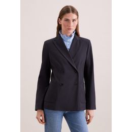 Jackenblazer Seidensticker, Damen, Gr. 44, schwarz (navy), 52% Wolle, 44% Polyester, 4% Elastan, unifarben, Blazer