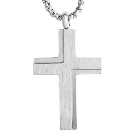 Kette mit Anh&auml;nger Firetti "Schmuck Geschenk Kreuz", silber (edelstahlfarben), Halsketten, Damen, Edelstahl, L: 50 B: 2,3mm, B:2,3mm