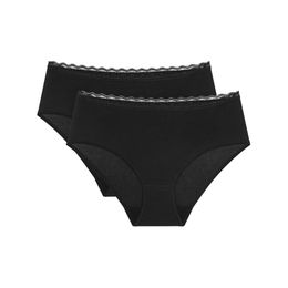 Midislip Triumph "Feel Of Cotton", Damen, Gr. 36, schwarz, Microtouch, Obermaterial: 86% Polyamid, 14% Elasthan, unifarben, k&ouml;rpernah, Unterhosen, weich, ohne Seitennaht, schmales Spitzenband