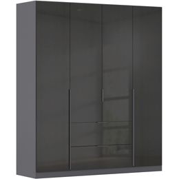 Dreht&uuml;renschrank OTTO HOME "Kleiderschrank Schrank Garderobe AGORDO mit Dekor- oder Hochglanzfront", grau (graumetallic, hochglanz effektgrau), Schr&auml;nke, B/H/T: 181cm x 210cm x 54cm, Griffe Graumetallic, Holzwerkstoff, Dreht&uuml;renschrank, mit Au&szlig;enschubk&auml;sten, Serie in 7 Breiten und 2 H&ouml;hen MADE IN GERMANY, B:181cm H:210cm T:54cm