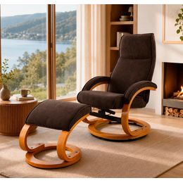 Relaxsessel OTTO HOME "mit Hocker PARIS - OTTO. Verl&auml;ssliche Qualit&auml;t.", braun, B:67cm H:107cm T:78cm, NaturLeder (echtes Rindsleder) in Sitz und R&uuml;cken. Korpus in passendem Softlux-Kunstleder bezogen;Kunstleder/PU;Primabelle-Microfaser (100% Polyester);Webstoff (100% Polyester), Sessel, Relaxsessel, Relaxfunktion, Dreh- und Kippfunktion, Unser Dauertiefpreis