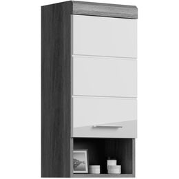H&auml;ngeschrank Welltime "SIENA, Breite 37cm, 1 T&uuml;r, 1 offenes F&auml;cher, 1 Einlegeboden, MDF-Front", wei&szlig; (rauchsilber, wei&szlig; hochglanz), B:37cm H:79cm T:24cm, Holzwerkstoff, Schr&auml;nke, H&auml;ngeschrank, in verschiedenen Farben erh&auml;ltlich, Badm&ouml;bel, Badschrank, Schrank, Bad
