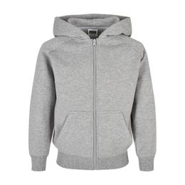 Kapuzenpullover Urban Classics "Urban Classics Herren Boys Zip Hoody", M&auml;dchen, Gr. 110/116, grau, 65% Baumwolle, 35% Polyester, unifarben, normal, ohne Ausschnitt, Pullover Kapuzenpullover