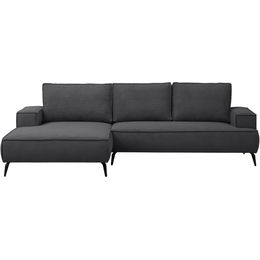 Ecksofa OTTO HOME "TVINNU", grau (anthrazit), B:275cm H:83cm T:173cm, Sofas, Ecksofa, wahlweise Recamiere rechts/links, schwarze F&uuml;&szlig;e, bequemer Sitzkomfort