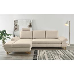 Ecksofa Home Affaire "City/Giron, L-Form", beige (creme), B:284cm H:104cm T:166cm, 100% PES;Atmungsaktives Gewebe;Easy Clean ;Gramatur 340g/ qm +/- 5%, Sofas, Ecksofa, verstellbare Armlehnen mit Rasterfunktion