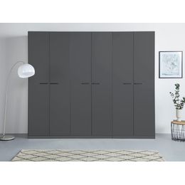 Kleiderschrank OTTO HOME "Mehrzweckschrank Aktenschrank M&ouml;bel Mietswohnung Schlafzimmer OTELI", grau (graumetallic), B:271cm H:229cm T:54cm, Holzwerkstoff, Schr&auml;nke, Kleiderschrank, mit zus&auml;tzlichen Einlegeb&ouml;den, optional mit Spiegel MADE IN GERMANY