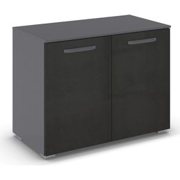 Sideboard OTTO HOME "Kommode Sideboard T&uuml;renkommode Schlafzimmerkommode OTELI", schwarz-wei&szlig; (graumetallic, hochglanz effektgrau), B:80cm H:61cm T:42cm, Holzwerkstoff, Sideboards, Sideboard, mit 2 T&uuml;ren, Einlegeboden variabel einsetzbar MADE IN GERMANY