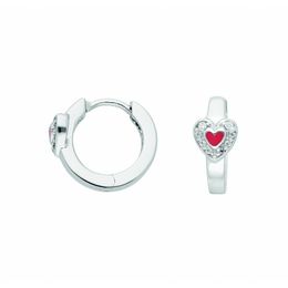 Adelia&acute;s Paar Creolen ADELIA&acute;S "Creolen Ohrringe 925 Silber mit Zirkonia", rot (silber), Ohrringe, Damen, Damen, Silber 925 (Sterlingsilber), Silberohrringe