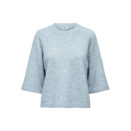 Strickpullover Only "ONLSIMONI 3/4 PULLOVER KNT NOOS", Damen, Gr. M, blau (cashmere blau detail:melange), Strick, Obermaterial: 74% Polyacryl, 24% Polyester, 2% Elasthan, meliert, regular fit h&uuml;ftlang, Rundhals, weit, Pullover Strickpullover, Materialmix, regular fit