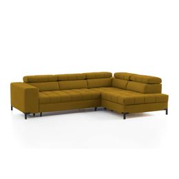 Ecksofa exxpo - SOFA FASHION "Bocco, hochwertige Verarbeitung, toller Sitzkomfort, bequem, L-Form", gelb (mustard), B:276cm H:75cm T:203cm, 100% PES, Sofas, Ecksofa, wahlweise mit Bettfunktion u. Bettkasten, inkl. Kopfteilverstellung