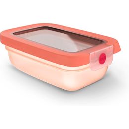 Frischhaltedose Emsa "oneClick", rosa (orange), B:11,71cm H:6,15cm L:17,49cm, Polyprophylen (PP), Lebensmittelaufbewahrungsbeh&auml;lter, Frischhaltedose, verschlossen mit nur 1 x Klick, 100% dicht, made in Germany