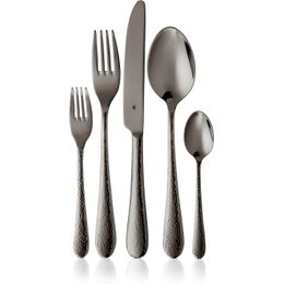 Besteck-Set WMF "Sitello", schwarz (midnight), 30 Stk., Cromargan Edelstahl Rostfrei 18/10, Essbesteck-Sets, geschmiedete Messer, farbecht, Wellenschliff, sp&uuml;lmaschinenfest