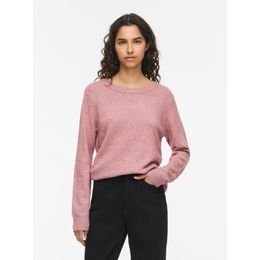 Rundhalspullover Vila "VIRIL O-NECK L/S KNIT TOP - NOOS", Damen, Gr. L, nostalgia rose detail:light melange, Feinstrick, Obermaterial: 50% Viskose, 27% Nylon, 23% Polyester, meliert, regular fit normal, Rundhals, Rippb&uuml;ndchen, Pullover Rundhalspullover, Viskosemischung, regular fit