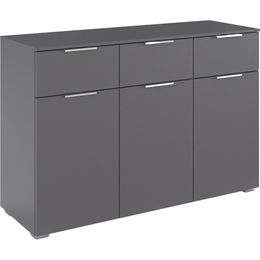 Kombikommode OTTO HOME "Kommode Sideboard Schubladenkommode Schlafzimmerkommode CORTONA", grau (graumetallic), B:120cm H:81cm T:42cm, Holzwerkstoff, Sideboards, Kombikommode, mit 3 Schubladen und 3 verstellbaren Einlegeboden MADE IN GERMANY