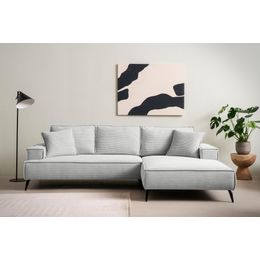 Ecksofa OTTO HOME "TVINNU", grau (hellgrau), B:275cm H:83cm T:173cm, Sofas, Ecksofa, wahlweise Recamiere rechts/links, schwarze F&uuml;&szlig;e, bequemer Sitzkomfort