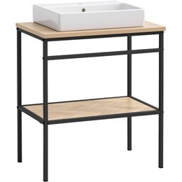 Waschtisch Welltime "Lorna, Waschtisch, melaminharzbeschichtet,Made in Germany, B: 30 cm", eiche hell, schwarzmatt, B:70cm H:89,2cm T:45cm, Waschtische, Waschtisch, Solide Verarbeitung - Dieses Produkt ist in Deutschland gefertigt