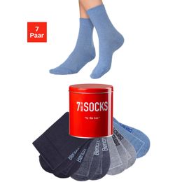 Businesssocken Bench. "Damen und Herren Unisex Basic f&uuml;r Sport und Freizeit", M&auml;dchen, Gr. 35-38, blau (jeans), Baumwolle, Baumwollmischung, Elasthan, Polyamid, unifarben, elastisch, Socken, in der praktischen Dose