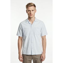 Jack & Jones Kurzarmhemd JACK & JONES "JPRBLUMAX VINTAGE S/S RESORT SHIRT", Herren, Gr. L, N-Gr, blau (riviera stripes:relaxed fit), Web, Obermaterial: 100% Baumwolle, gestreift, regular fit normal, angesetztes B&uuml;ndchen, Hemden, mit Brust Taschen