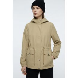 V&eacute;ro Moda Parka VERO MODA "VMPAISLEY PARKA JACKET NOOS", Damen, Gr. M, kelp, Web, Obermaterial: 100% Polyester, unifarben, regular fit h&uuml;ftbedeckend, Jacken Parka, mit Taillen-Kordelzug