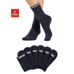 Tennissocken Chiemsee "Sportsocken Damen Herren Socken verst&auml;rkt Atmungsaktive Baumwolle", Damen, Gr. 35-38, blau, Baumwolle, Elasthan, Polyamid, unifarben, normal, Socken Tennissocken, mit eingestricktem Markennamen