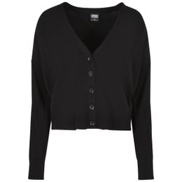 Cardigan Urban Classics "Urban Classics Damen Ladies Eco Viscose Oversized Cardigan", Damen, Gr. L, schwarz, 52% Viskose, 28% Polyester, 20% Polyamid, unifarben, oversize, V-Ausschnitt, Strickjacken