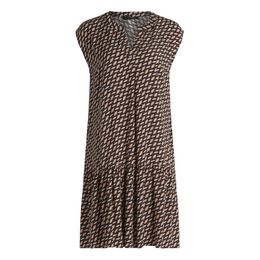 Blusenkleid Betty Barclay "Damen mit Taschen", Damen, Gr. 38, Normalgr&ouml;&szlig;en, dunkelblau, braun, Obermaterial: 100% Viskose, l&auml;ssig geschnitten kurz, V-Ausschnitt, Kleider Blusenkleid