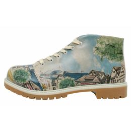 Stiefel DOGO "Shortcut Boots Hedge-Hug Damen Stiefeletten, Shortcut Boots", Damen, Gr. 36, Normalschaft, braun (beige, braun), Lederimitat, Schuhe Stiefel, Handgefertigt