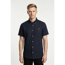 Jack & Jones Kurzarmhemd JACK & JONES "JPRBLUSUMMER LIN. BL. SHIELD SS SHIRT SN", Herren, Gr. L, N-Gr, sky captain fit:regular fit, Web, Obermaterial: 70% Baumwolle, 30% Leinen, unifarben, regular fit normal, gerader Abschluss, Hemden, mit Stickerei