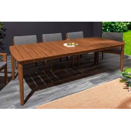 Riess Ambiente Wetterfester Gartentisch KOPENHAGEN 220cm braun Akazie honey finish Massivholz Outdoor Riess-Ambiente rechteckig Landhaus Modern Natur Skandinavisch