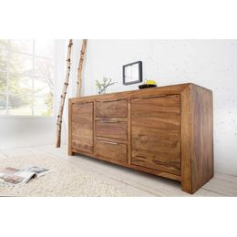 Riess Ambiente Massivholz Sideboard PURE 135cm braun Sheesham stone finish Kommode mit Schubladen Riess-Ambiente Kolonial Natur