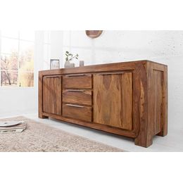 Riess Ambiente Massivholz Sideboard MAKASSAR 175cm braun Sheesham stone finish Kommode mit Schubladen Riess-Ambiente Kolonial Natur