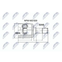 NTY Gelenksatz, Antriebswelle npwmz020 getriebeseitig f&uuml;r MAZDA