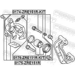 FEBEST Reparatursatz, Bremssattel 0176-ZRE151R-KIT Hinterachse f&uuml;r TOYOTA